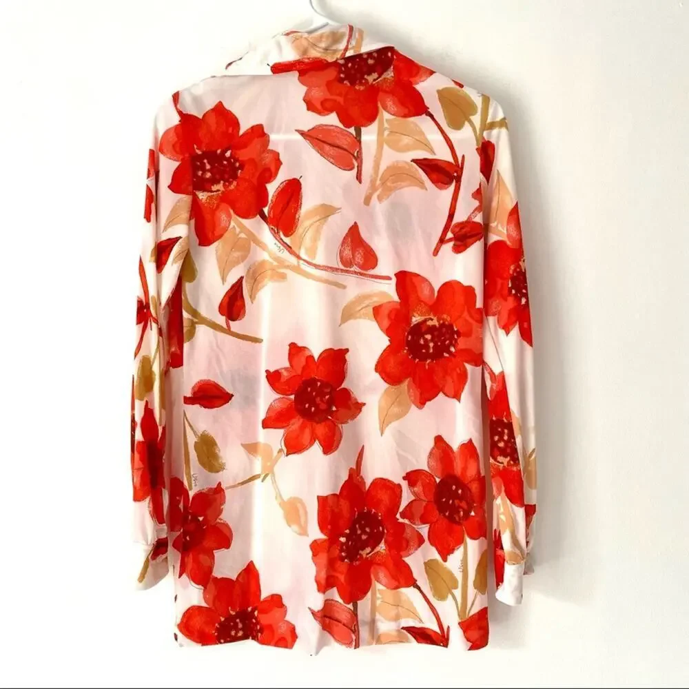 Vintage | Tops | Vintage Vera Neumann 7s Disco Butterfly Collar Floral ...